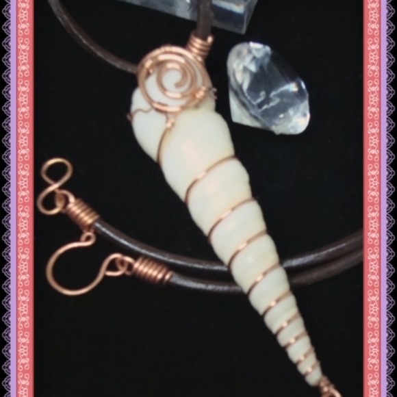 CreatedByKris | Jewelry | Spirals Seafoam Wrapped Auger Shell Necklace ...